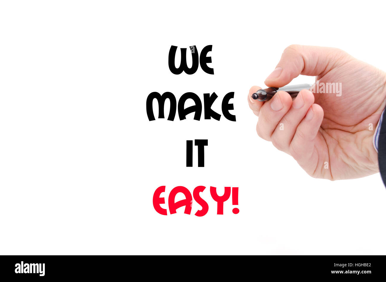 We make it easy text concept isolated over white background Stock Photo ...