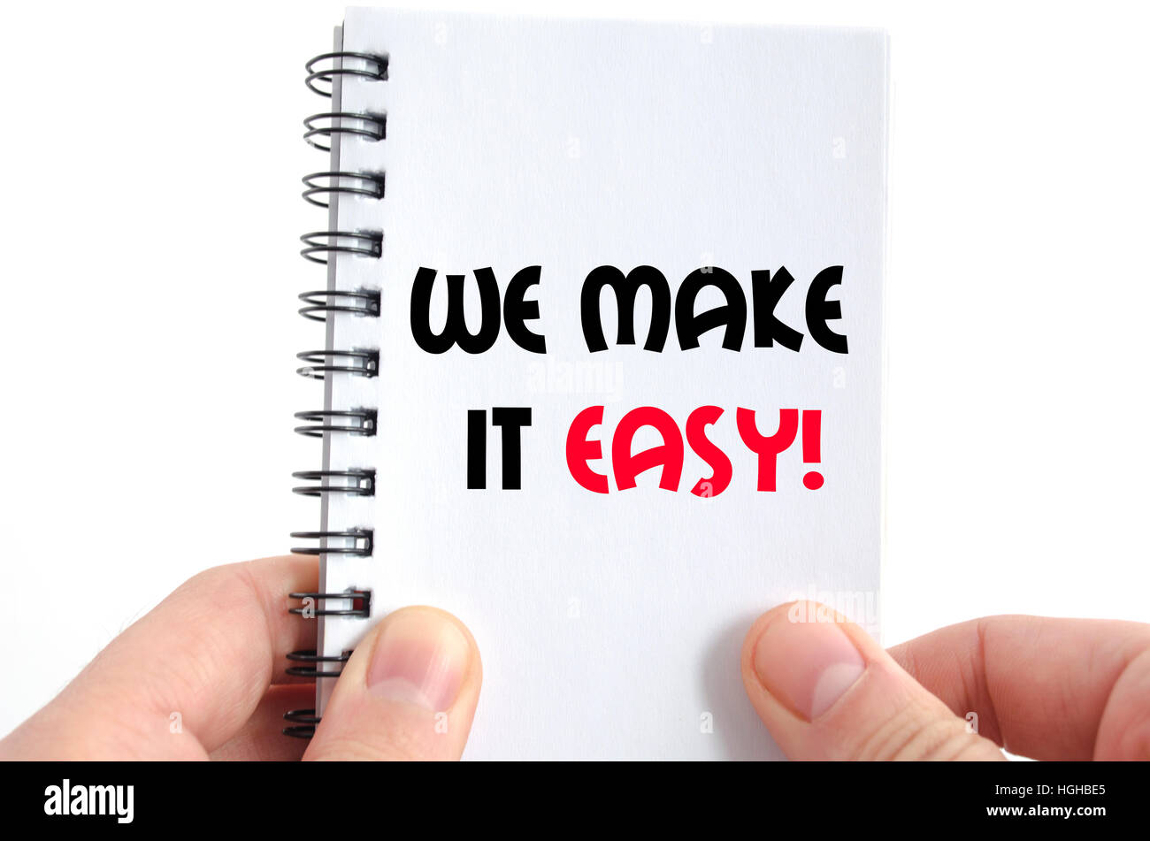 We make it easy text concept isolated over white background Stock Photo ...