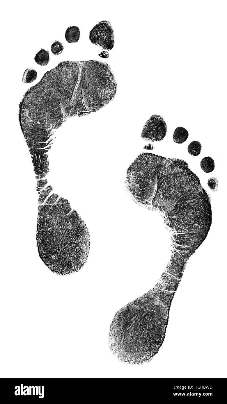 Black prints of feet on transparent paper. Black footprint. Isolated on ...