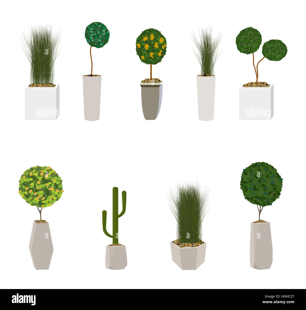 Set plants vector silhouette Cut Out Stock Images & Pictures - Alamy