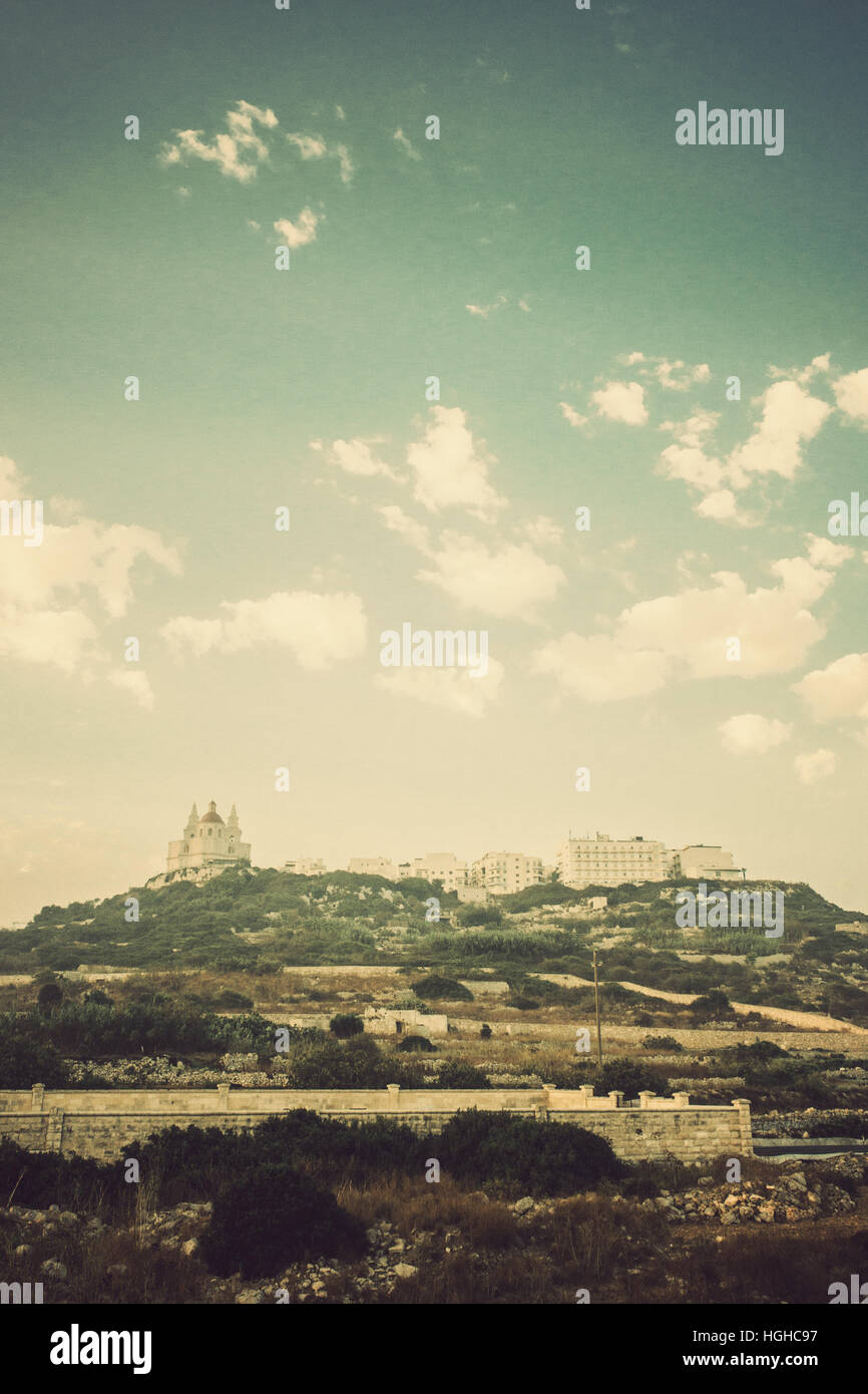 Maltese city visible on horizon Stock Photo - Alamy