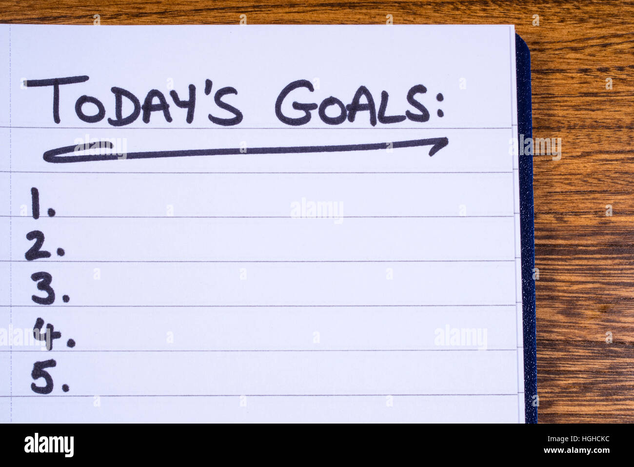 A checklist for goals to be achieved today Stock Photo - Alamy