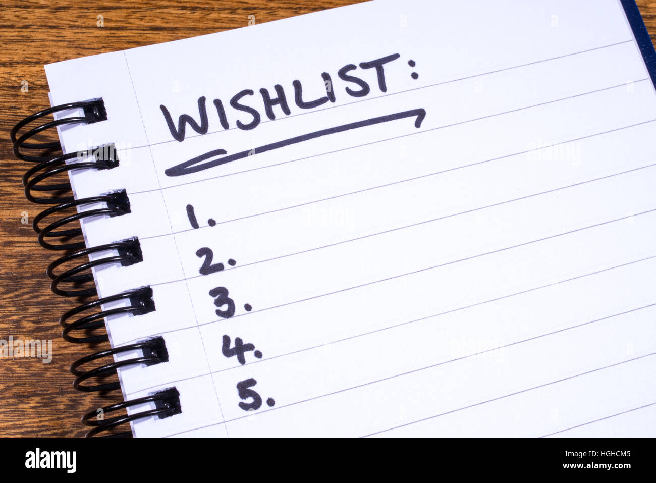 An empty Wish List in a Notebook Stock Photo - Alamy