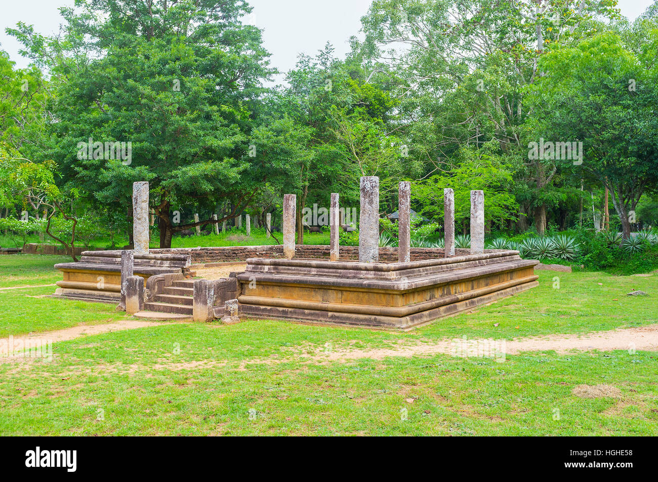 The walk among the ruined buildings of ancient Mahasen Palace, located ...