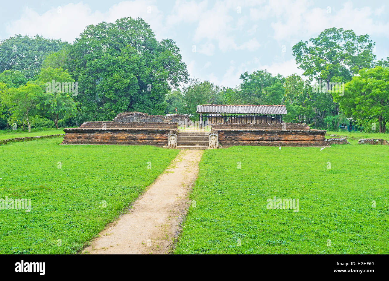 The ruins of the Royal Palace of King Vijayabahu I, surrounded by ...