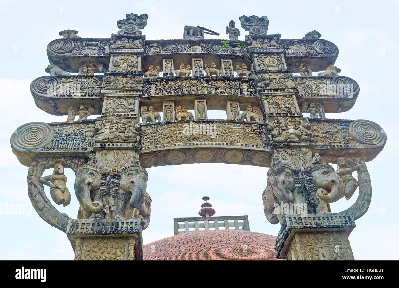 The walk through Torana Gate of the Stupa in Mihintale, the replica of ...