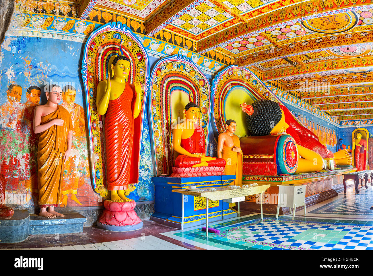 The statue of Standing Buddha, offering protection, Seated Buddha ...