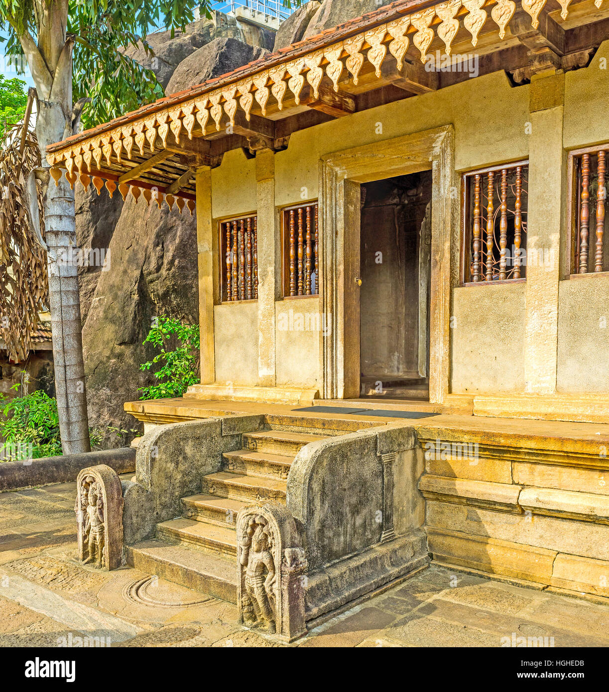 The entrance to the old Rock Temple of Isurumuniya in Anuradhapura, Sri ...