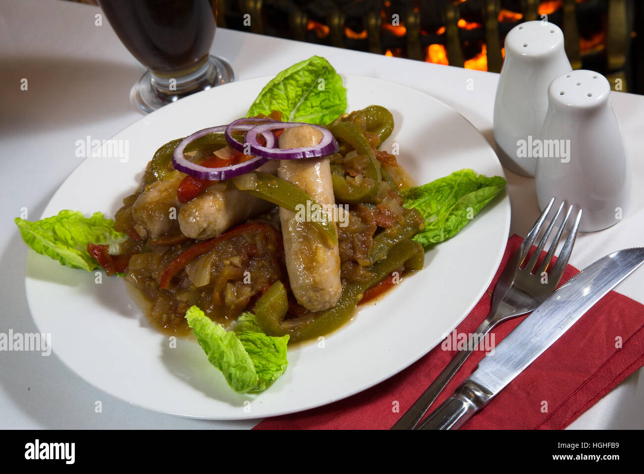 A traditional Greek dish of Sausage Casserole and Peppers, Spetsofai ...