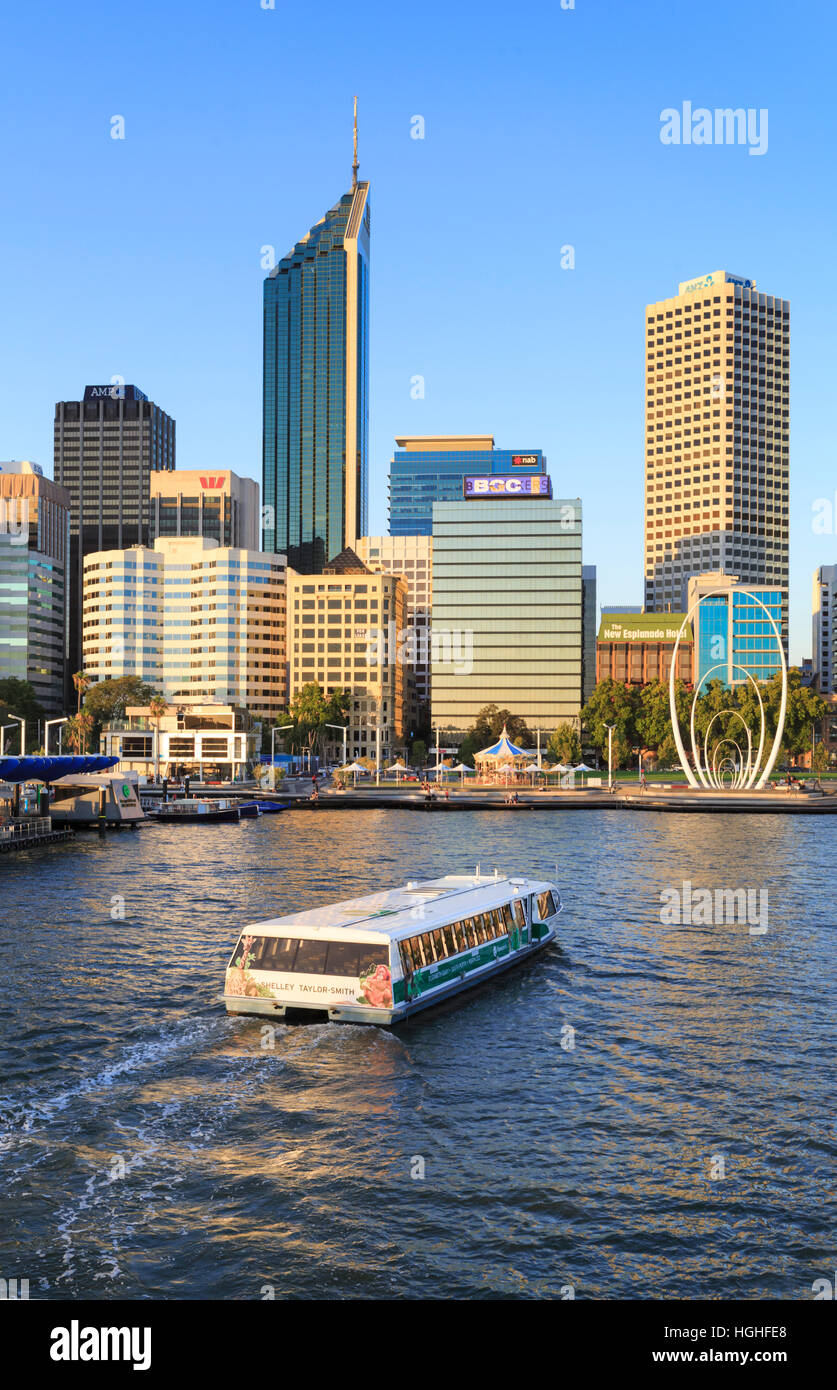 TransPerth ferry entering Elizabeth Quay. Perth, Western Australia ...