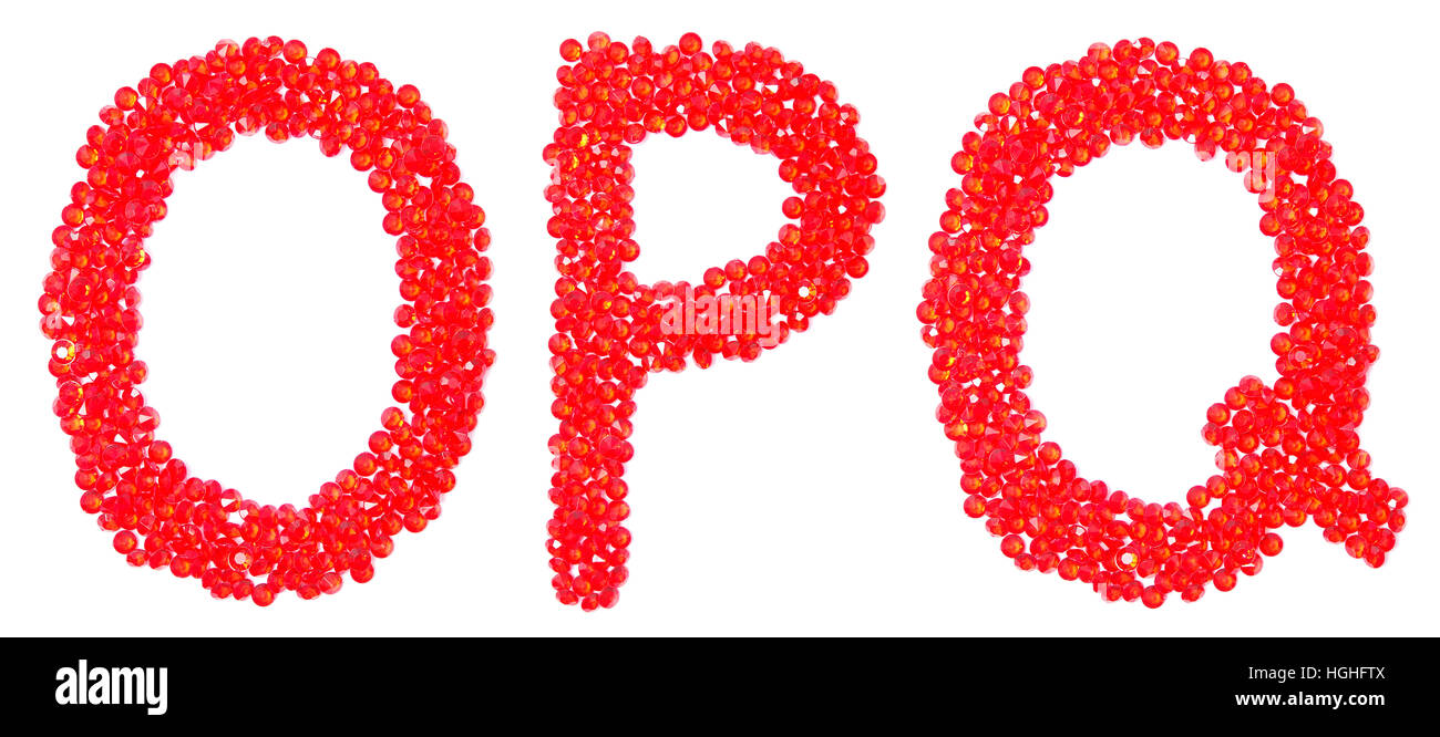 letters O, P, Q from beautiful red diamonds on a white Stock Photo - Alamy