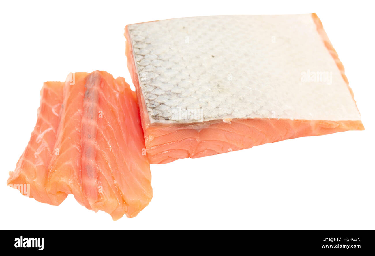 piece of red fish fillet isolated on white Stock Photo - Alamy