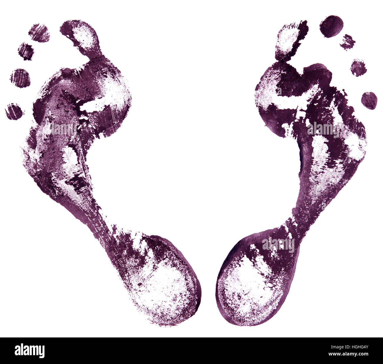 two purple footprint isolated on a white Stock Photo - Alamy