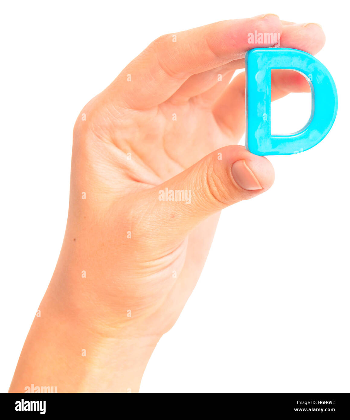 the letter D in a hand isolated on white background Stock Photo - Alamy
