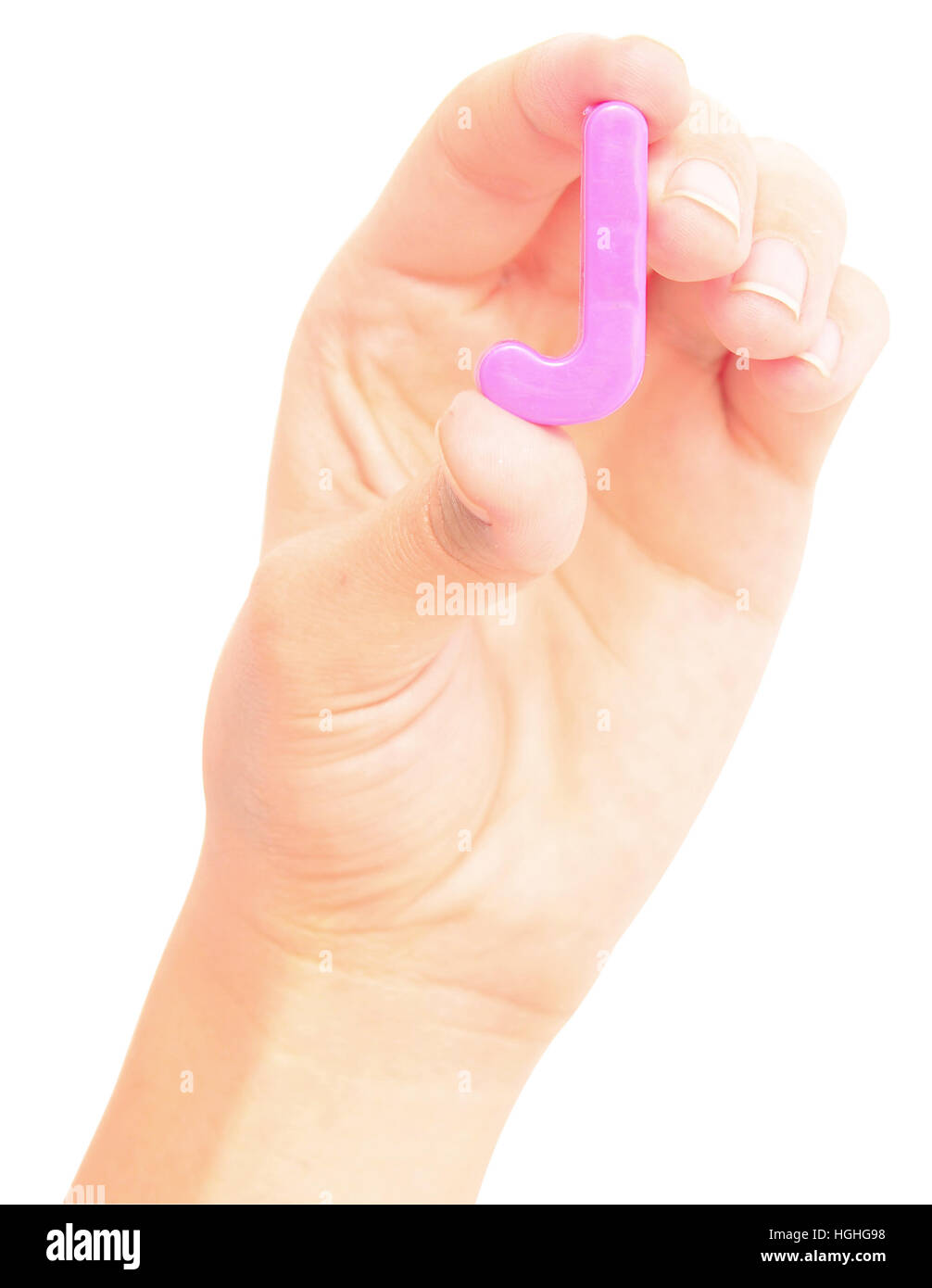 the letter J in a hand isolated on white background Stock Photo - Alamy