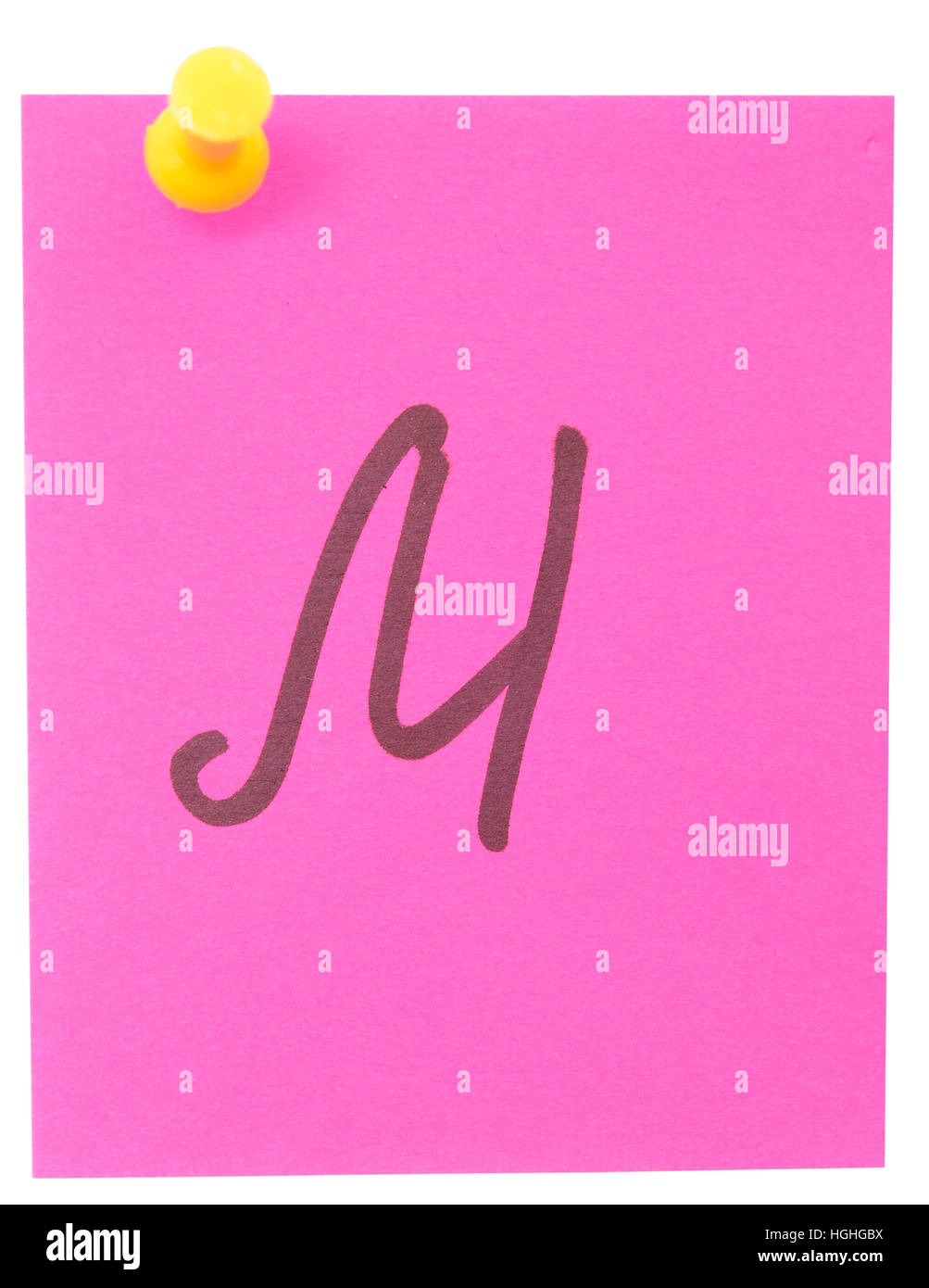 note with letter on clerical pin isolated on white Stock Photo - Alamy