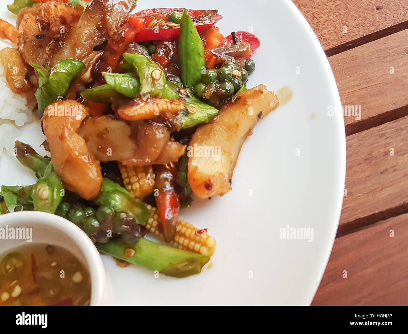 Close-up:Fried Drunken Fish served with spicy sauce Stock Photo - Alamy