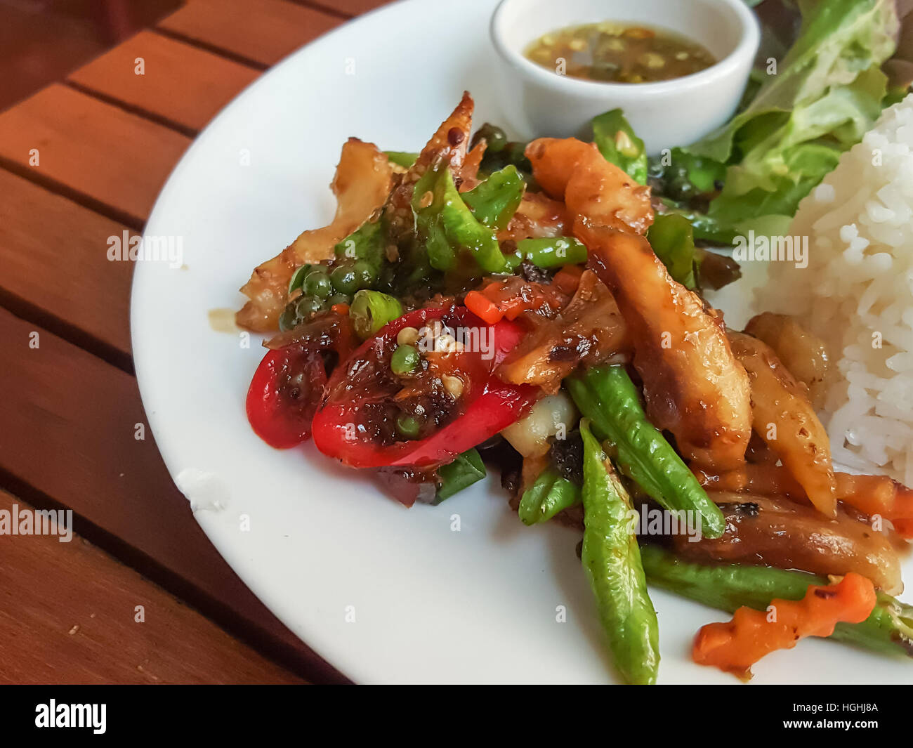 Close-up:Fried Drunken Fish served with spicy sauce Stock Photo - Alamy