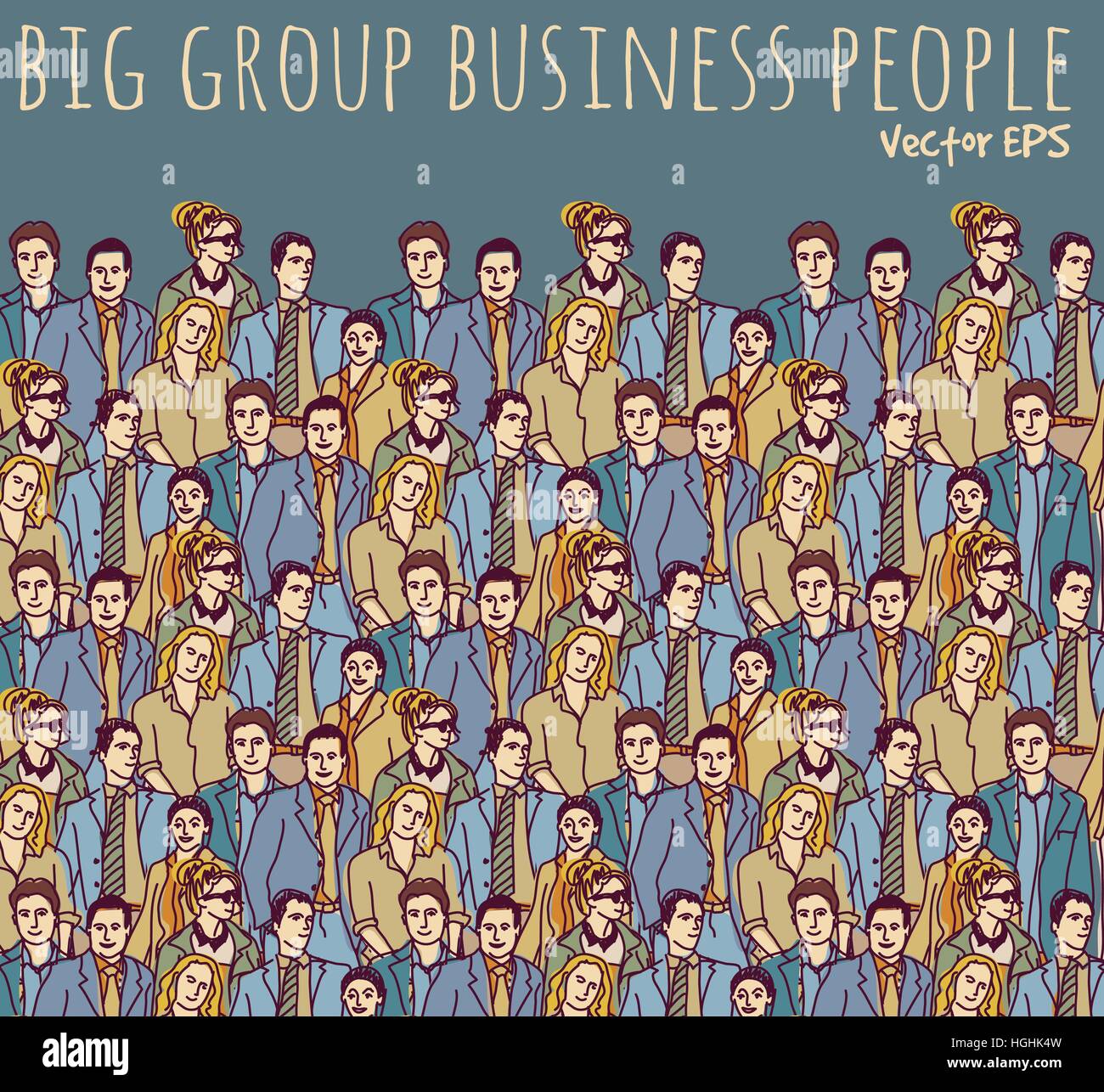 Business people color big group. Color vector illustration. EPS8 Stock ...