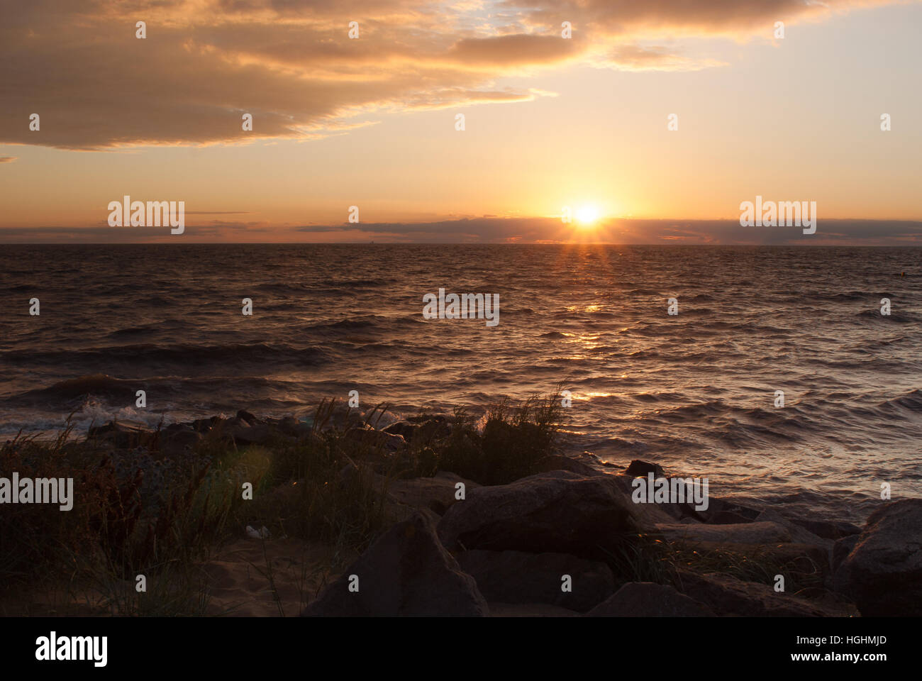 Distant sunset at Heahem Norfolk Stock Photo - Alamy