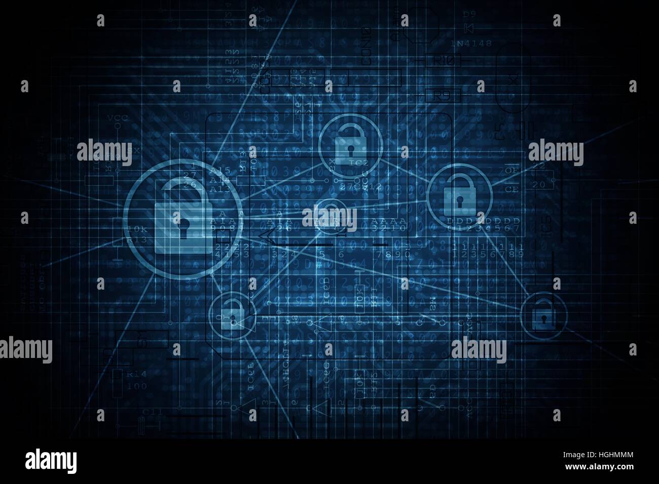 Advanced Encryption Network Standards Conceptual Dark Blue Illustration ...