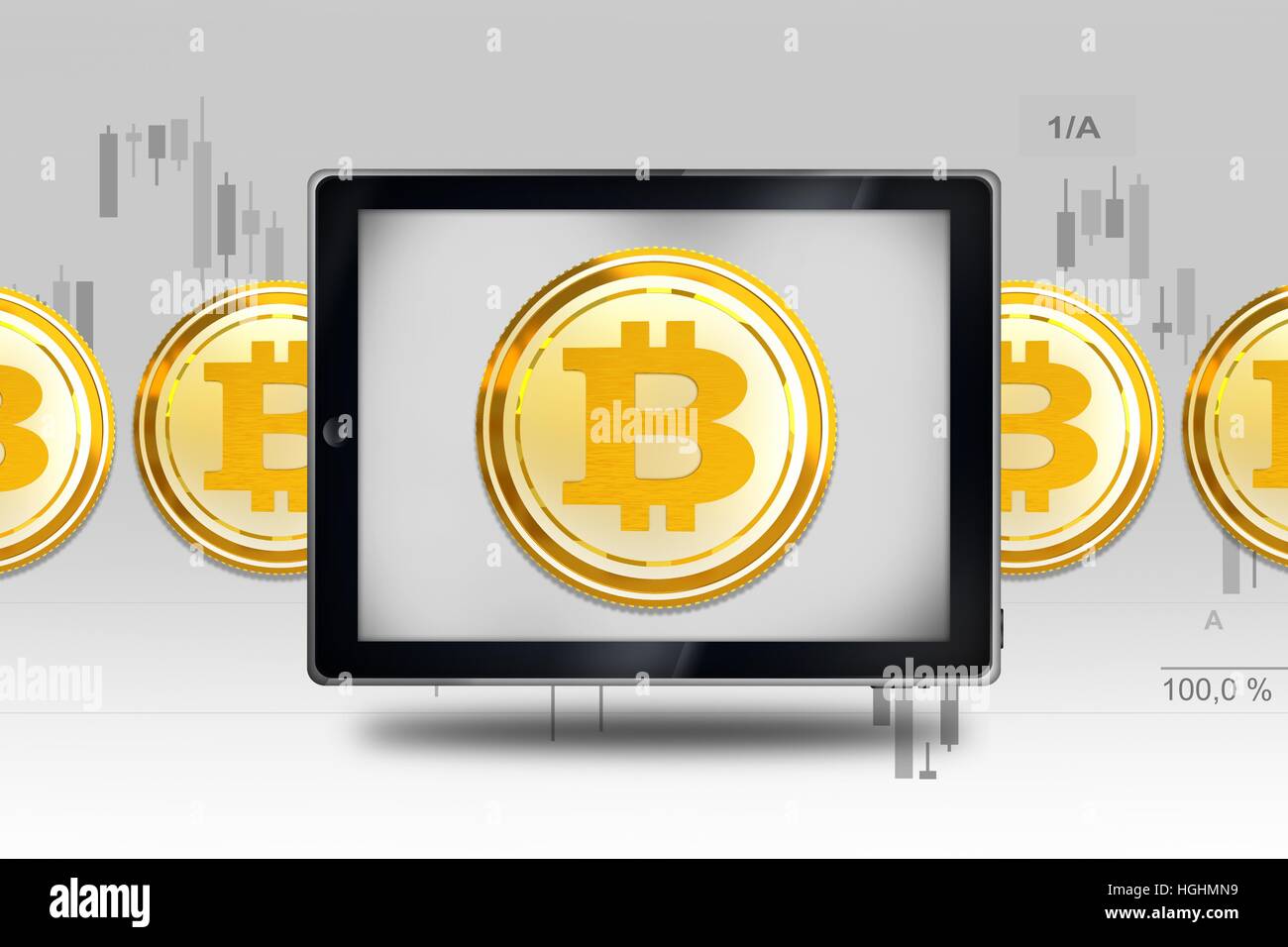 Bitcoin Mobile Trading Concept Illustration with 3D Rendered Elements ...