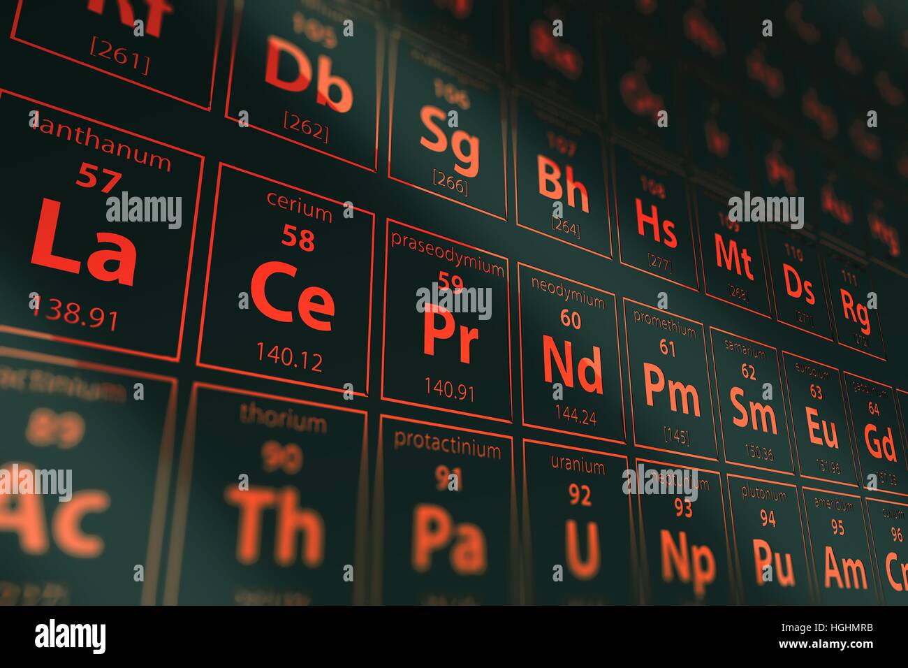 Dark Red Periodic Table 3D Rendered Illustration. Mendeleev Table Dark ...