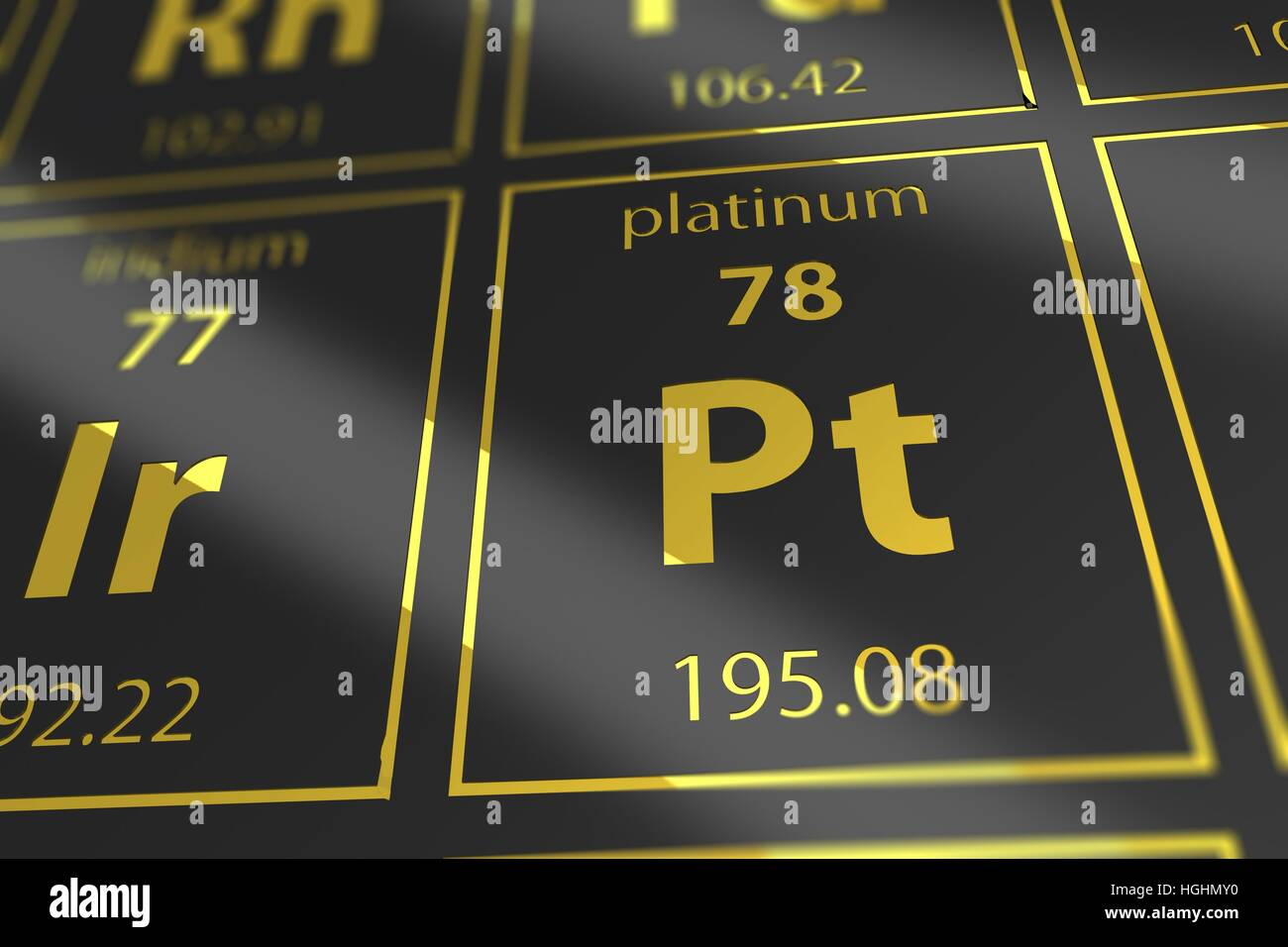 Periodic Table Platinum Chemical Element Closeup. 3D Rendered ...