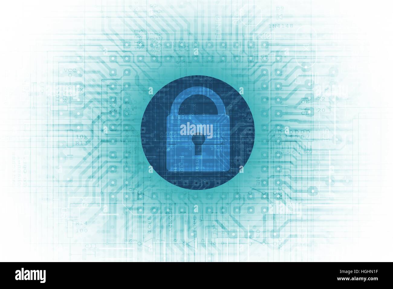 Technology Security Concept. Secured Networks Blue Concept with Padlock ...