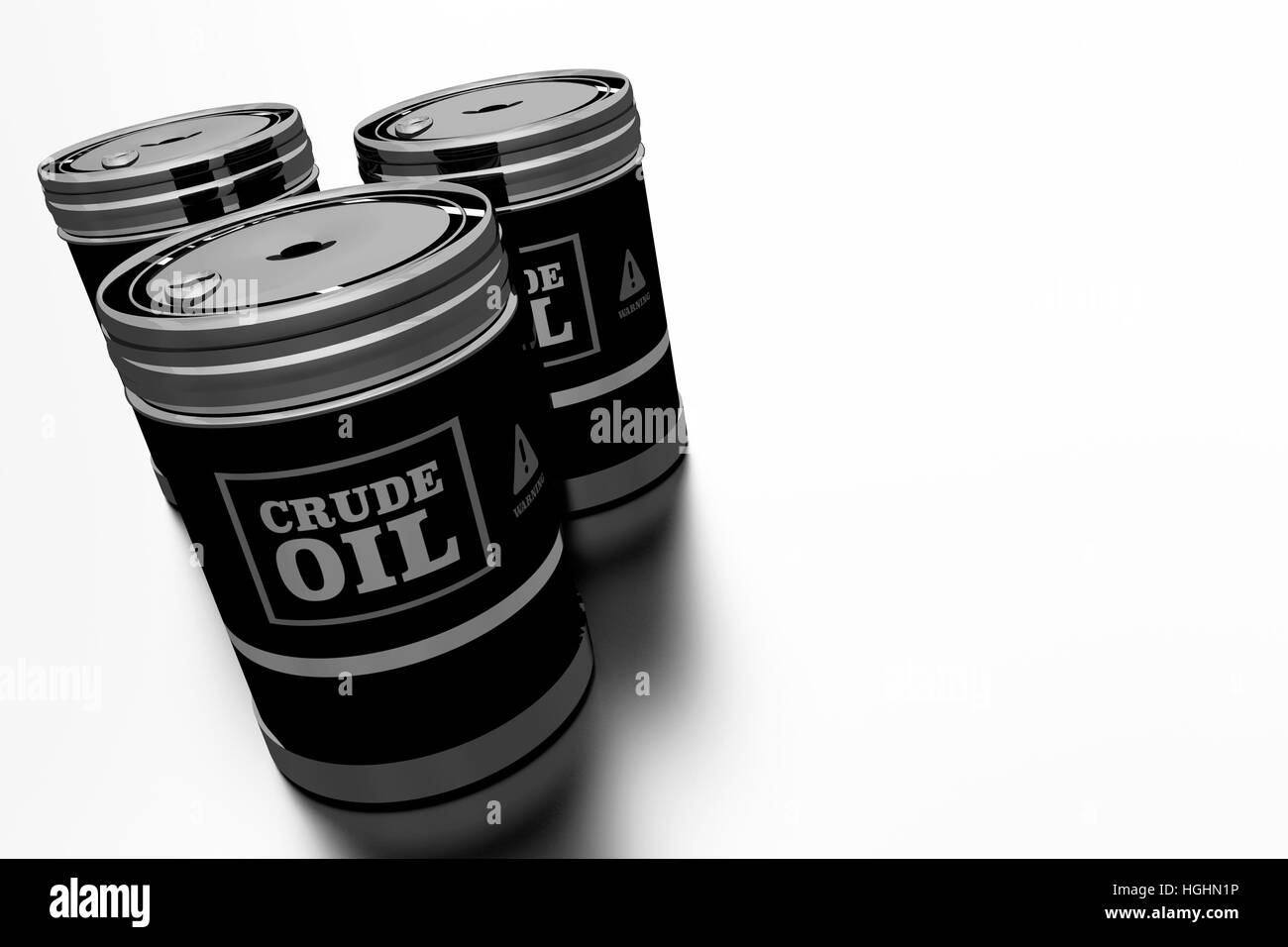 Three Crude Oil Barrels 3D Rendered Illustration. Oil and Refinery ...