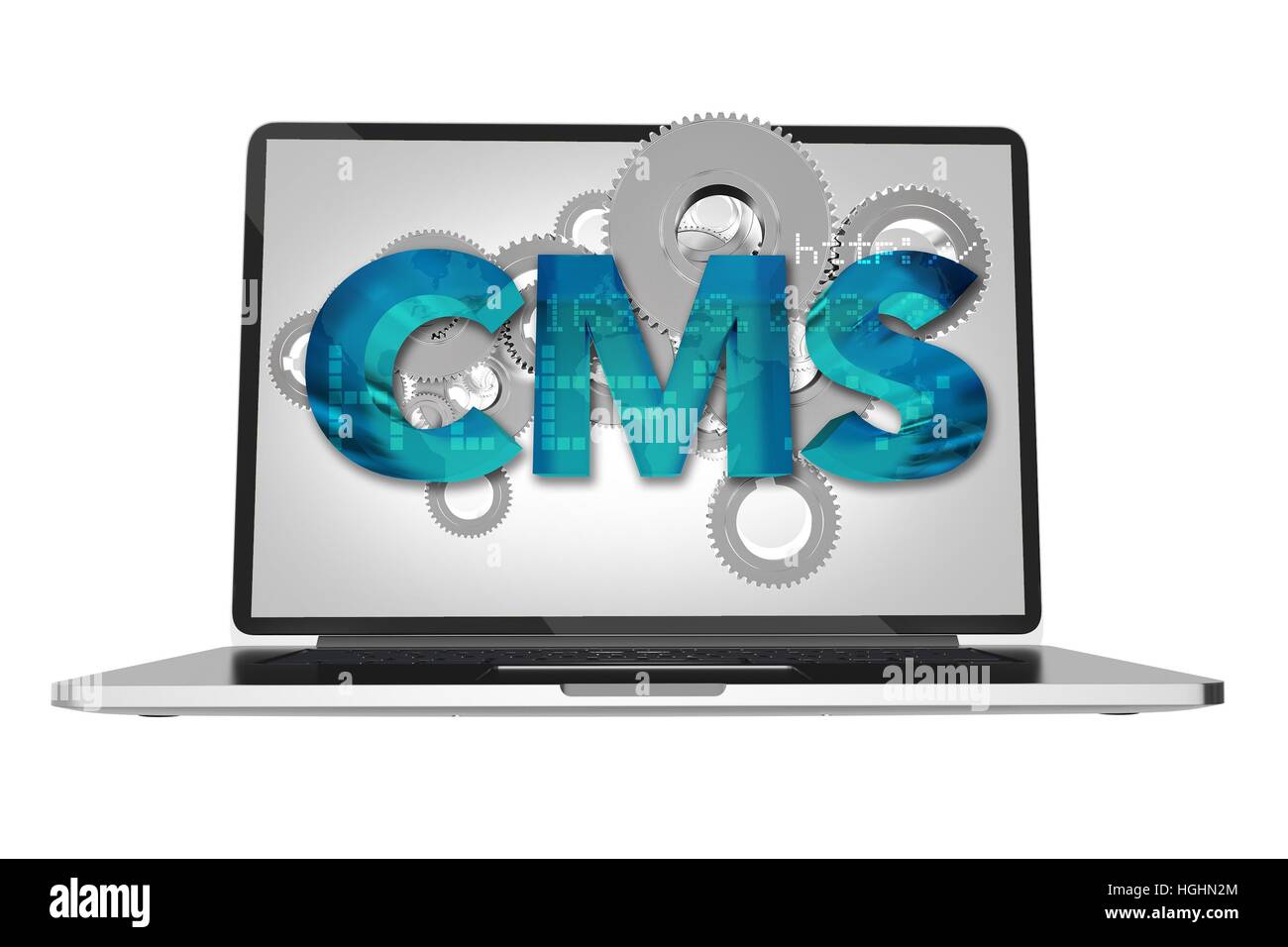 Website Content Management System Via Computer Screen Concept 3D Render ...