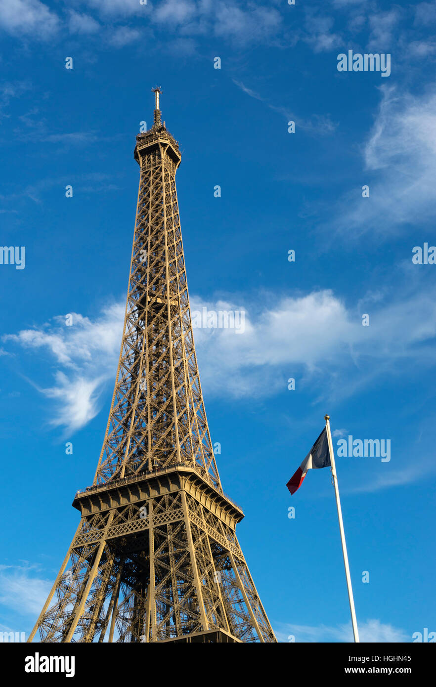 Eiffel Tower and French flag. Post card ready Stock Photo - Alamy