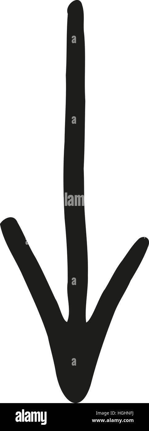 Arrow hand drawn down Stock Photo - Alamy