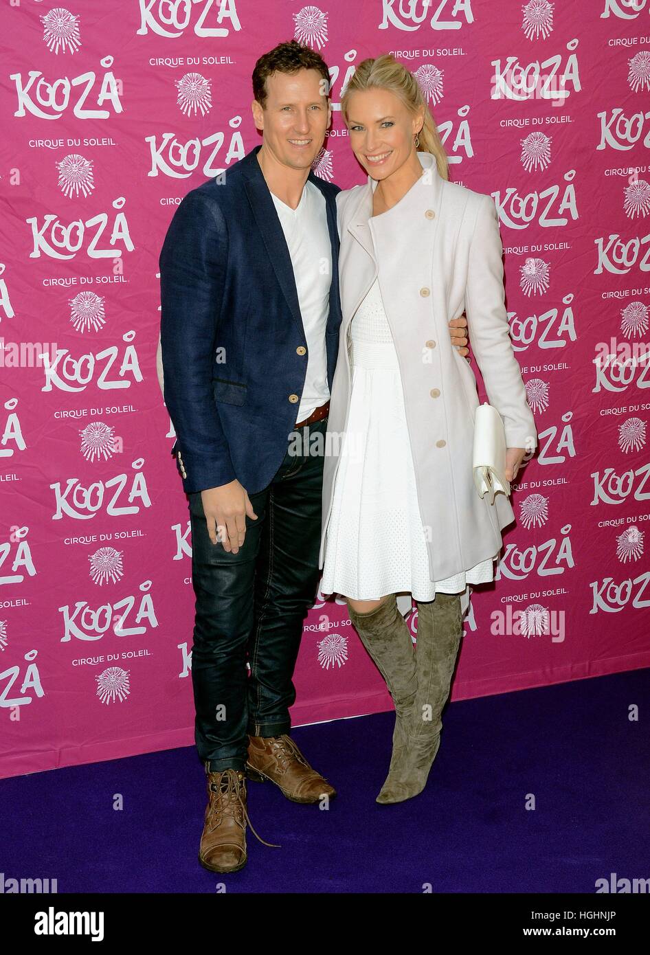 London UK Brendon Cole and Zoe Hobbs at Cirque Du Soleil - Kooza ...