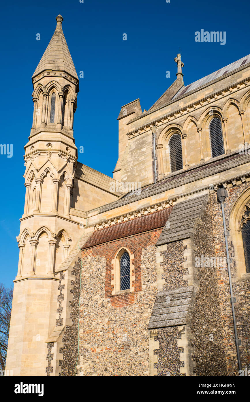 A detail of the impressive architecture of St. Albans Cathedral in the ...