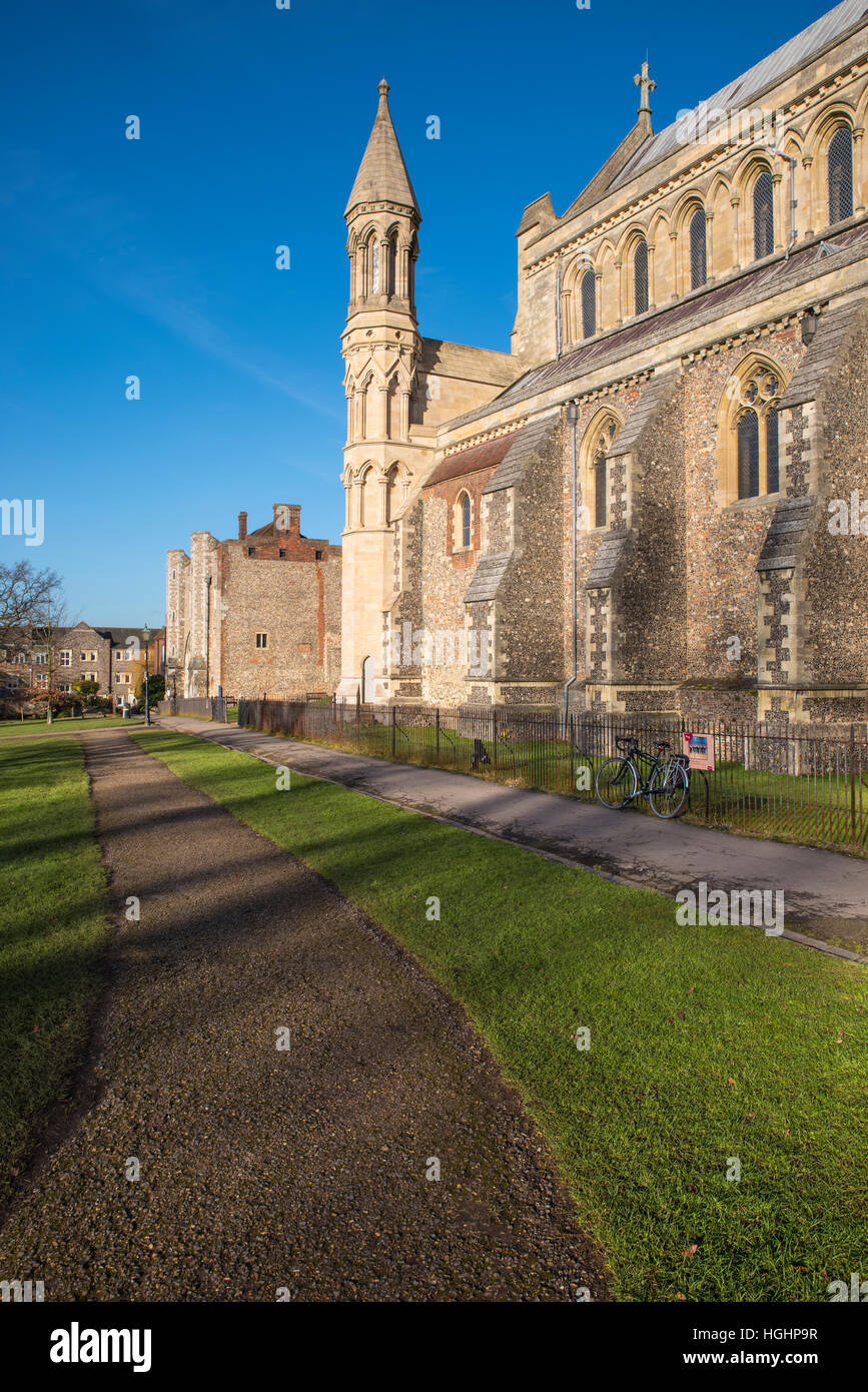 A pathway in Verulamium Park running alongside the historic St. Albans ...
