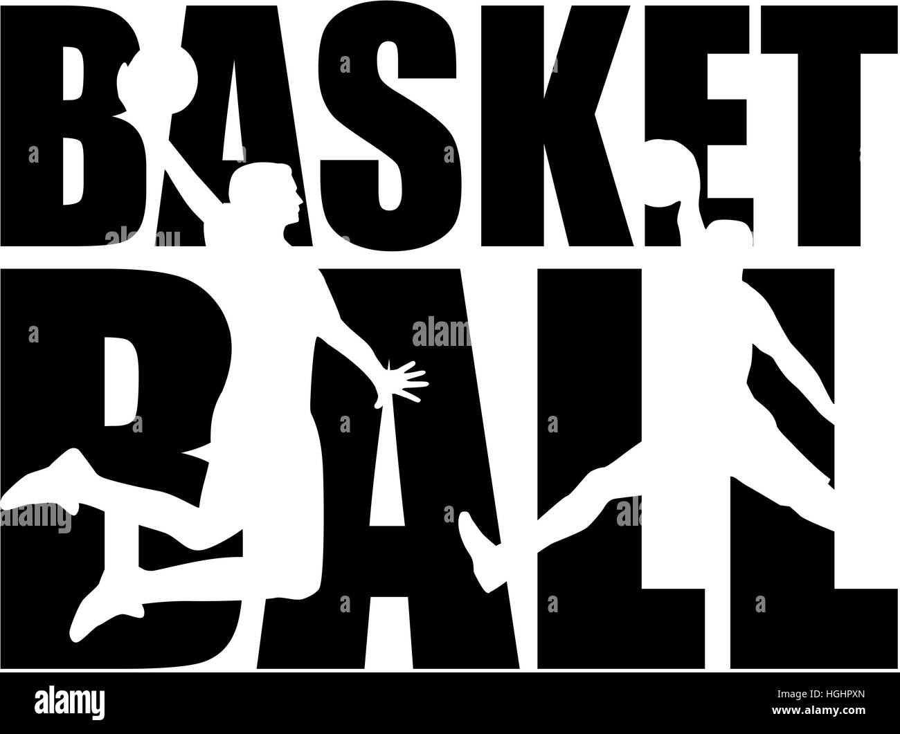 Basketball word with silhouettes Stock Photo - Alamy