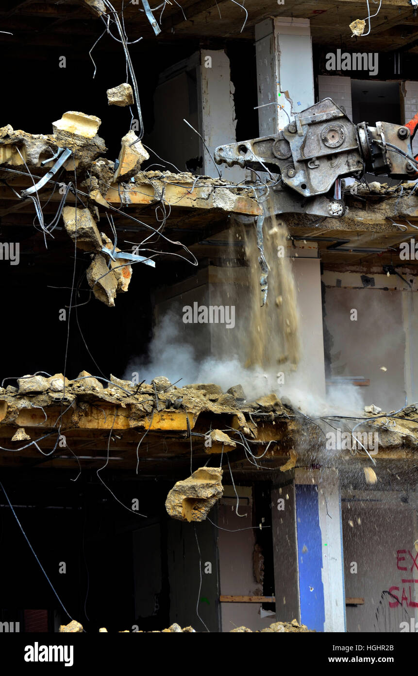 Demolition of collapsing building construction tear down Stock Photo ...