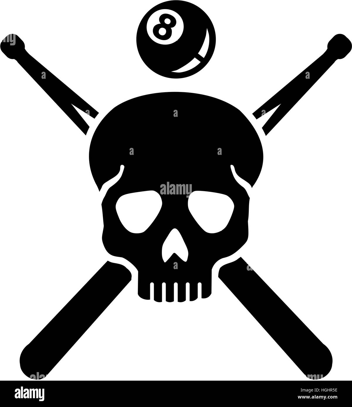 Crossed queque pool skull Stock Photo - Alamy