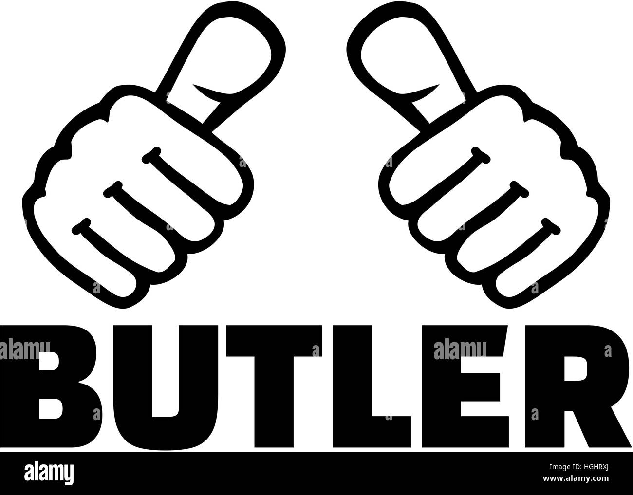 Butler with thumbs. T-Shirt design Stock Photo - Alamy