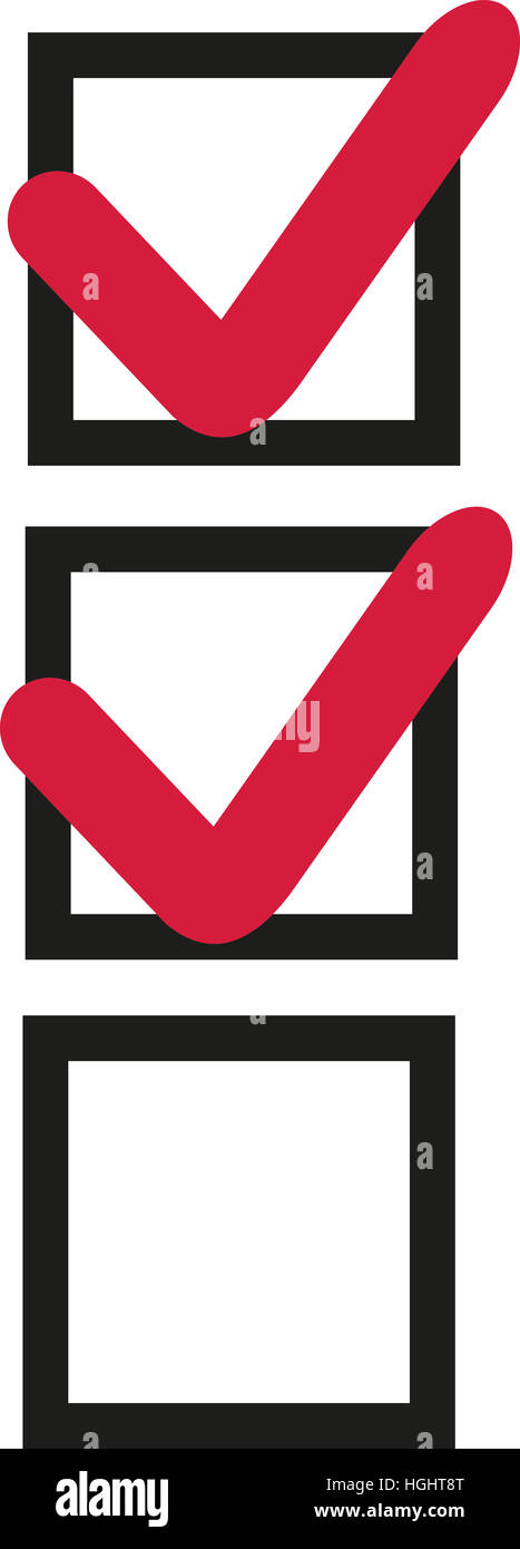 Checklist triple with three red checks Stock Photo - Alamy