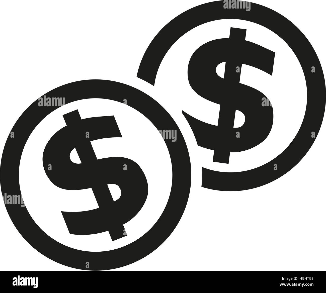 Coins with dollar sign Stock Photo - Alamy