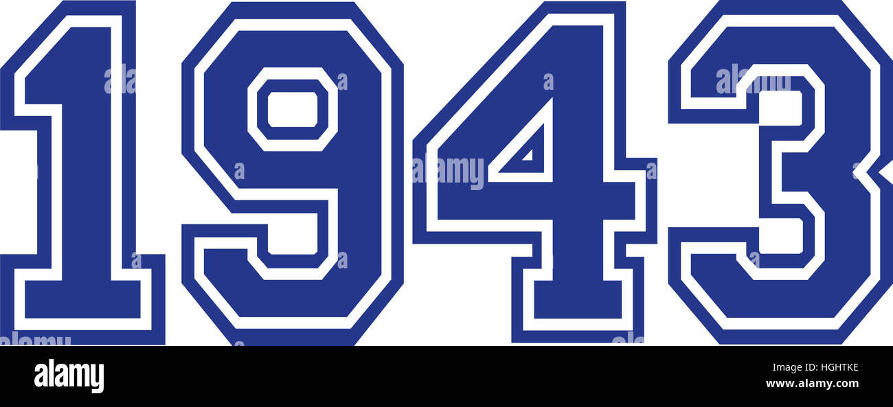 1943 Year college font Stock Photo - Alamy