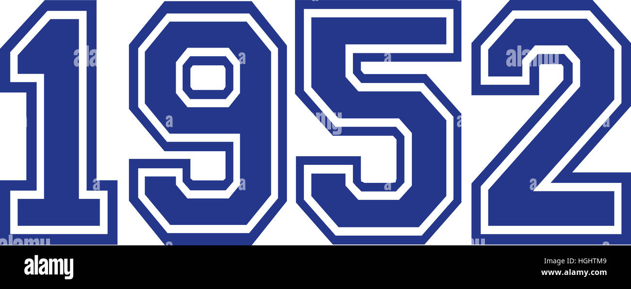 1952 Year college font Stock Photo - Alamy