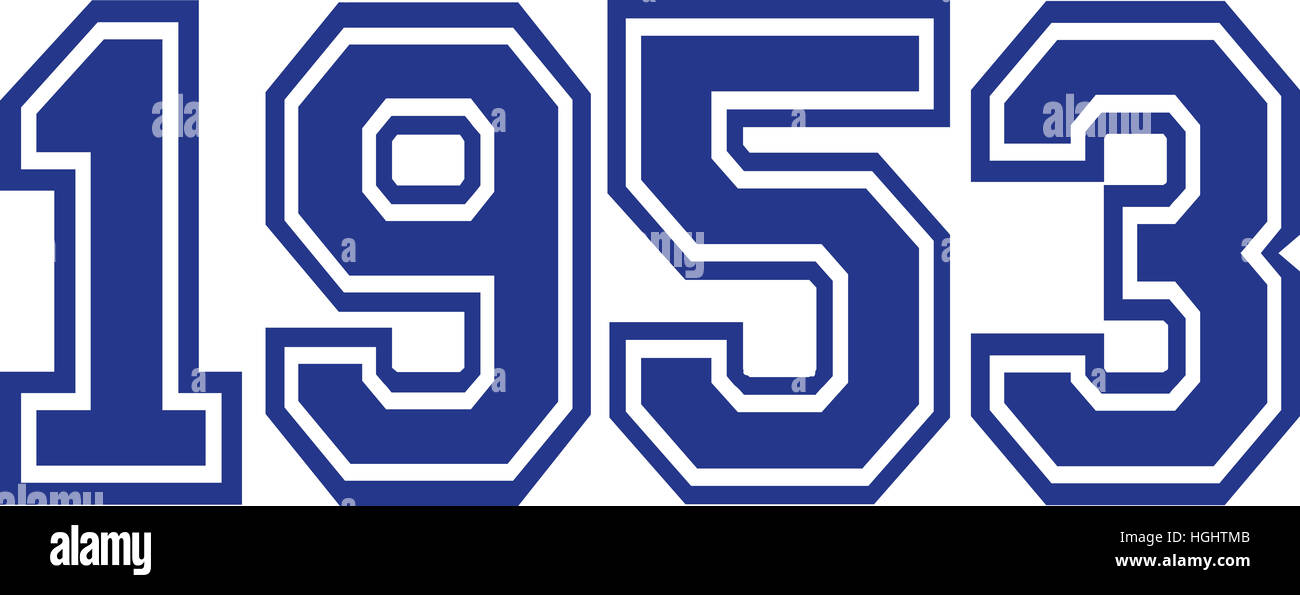 1953 Year college font Stock Photo - Alamy