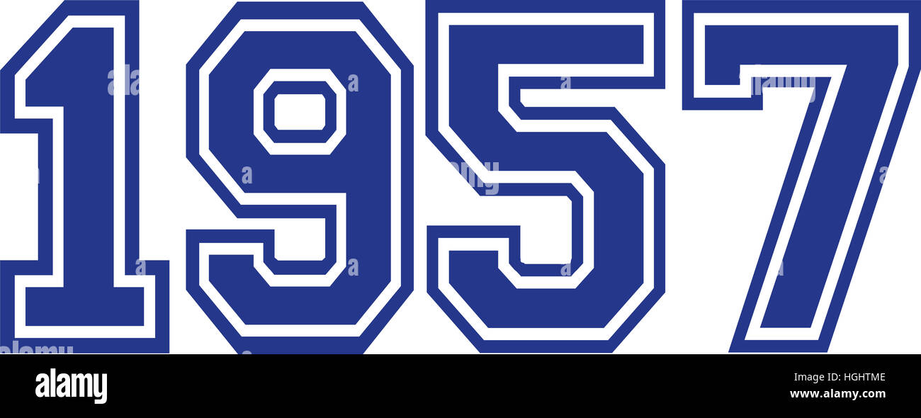 1957 Year college font Stock Photo - Alamy