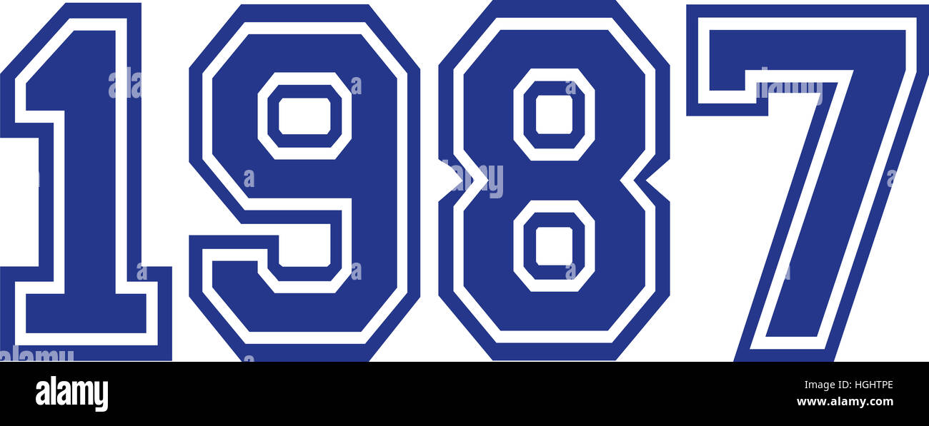 1987 Year college font Stock Photo - Alamy