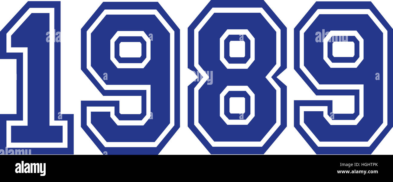 1989 Year college font Stock Photo - Alamy