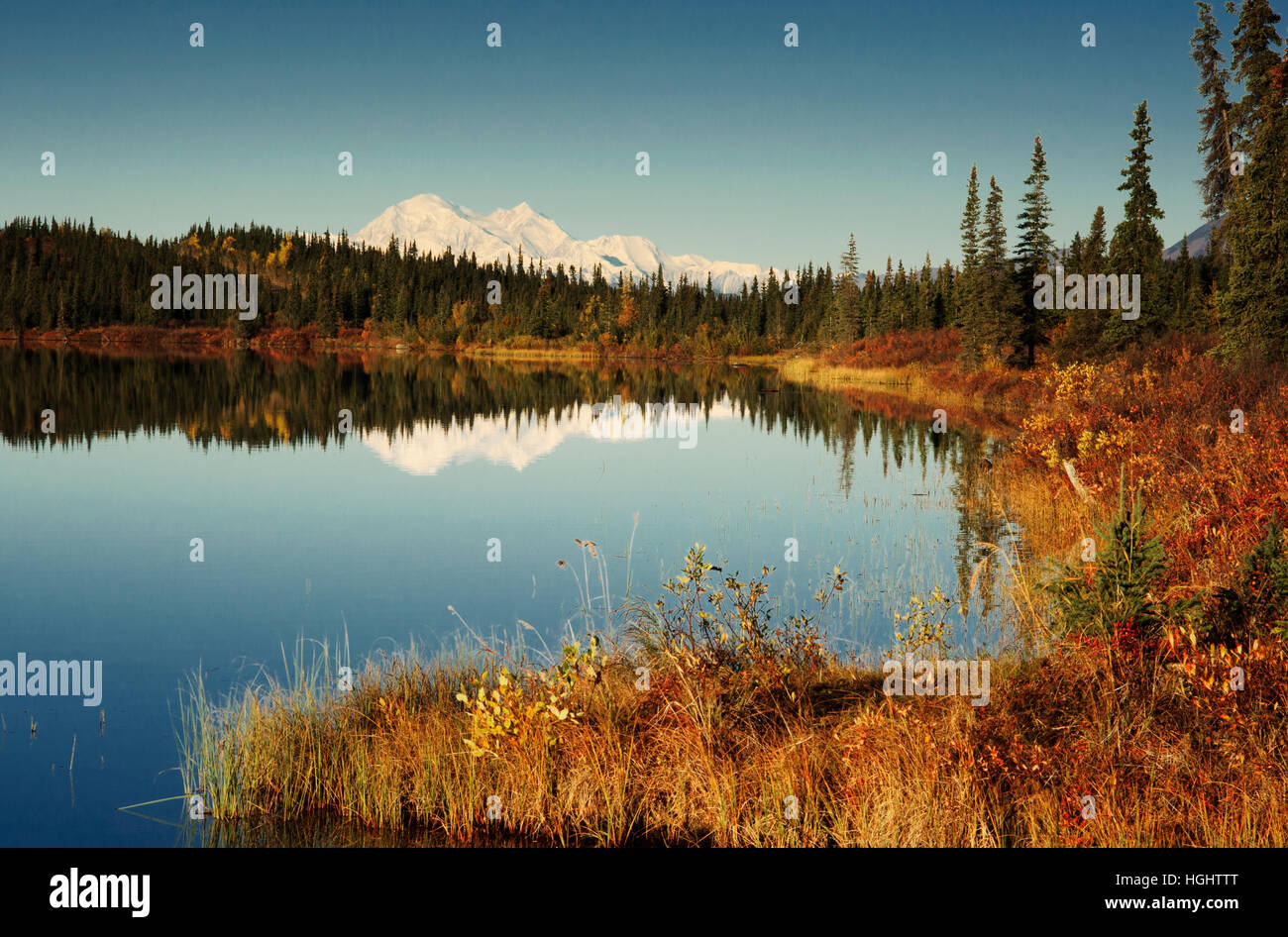 Mt. Denali, Autumn Colors, Alaska, Reflection Stock Photo - Alamy