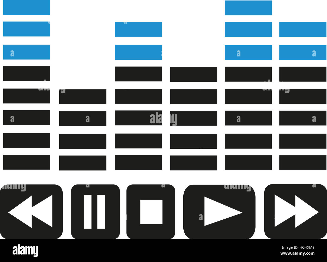 Equalizer with play and stop buttons Stock Photo - Alamy